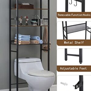 Kavonty Over The Toilet Storage Rack, 4-Tier Bathroom Space Saver with Adjustable Shelves,Freestanding Bathroom Organizer, Bathroom Organizer for Bathroom, Bathroom Toilet Rack,Rustic Brown