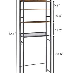 Kavonty Over The Toilet Storage Rack, 4-Tier Bathroom Space Saver with Adjustable Shelves,Freestanding Bathroom Organizer, Bathroom Organizer for Bathroom, Bathroom Toilet Rack,Rustic Brown