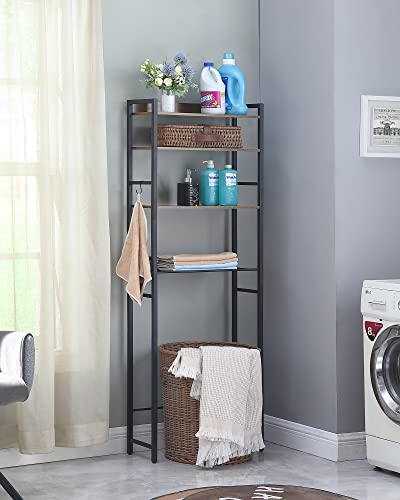 Kavonty Over The Toilet Storage Rack, 4-Tier Bathroom Space Saver with Adjustable Shelves,Freestanding Bathroom Organizer, Bathroom Organizer for Bathroom, Bathroom Toilet Rack,Rustic Brown