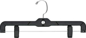 the great american hanger company matte black plastic bottom hanger, box of 100 space saving hangers w/ 360 degree nickel swivel hook for skirt and pants