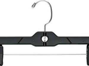 The Great American Hanger Company Matte Black Plastic Bottom Hanger, Box of 100 Space Saving Hangers w/ 360 Degree Nickel Swivel Hook for Skirt and Pants