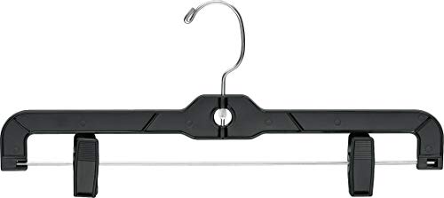 The Great American Hanger Company Matte Black Plastic Bottom Hanger, Box of 100 Space Saving Hangers w/ 360 Degree Nickel Swivel Hook for Skirt and Pants