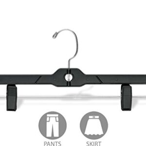 The Great American Hanger Company Matte Black Plastic Bottom Hanger, Box of 100 Space Saving Hangers w/ 360 Degree Nickel Swivel Hook for Skirt and Pants