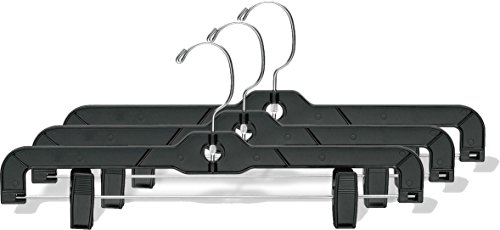 The Great American Hanger Company Matte Black Plastic Bottom Hanger, Box of 100 Space Saving Hangers w/ 360 Degree Nickel Swivel Hook for Skirt and Pants