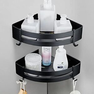 dhdestined fateful 2 pack adhesive corner shower caddy organizer shelf, no drilling kitchen racks shower organizer basket, aluminum storage organizer for shower bathroom kitchen toilet