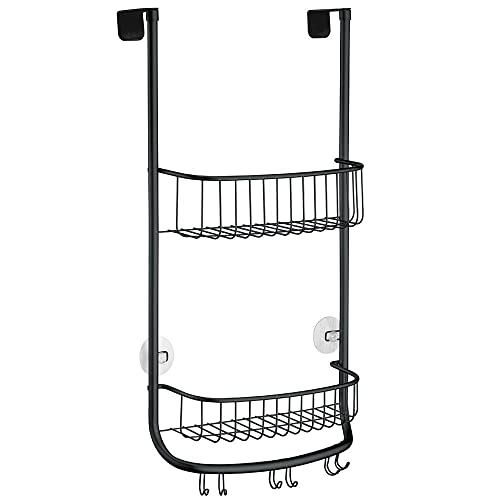 iDesign Over-the-Door Hanging Shower Caddy Organizer, The Forma Collection – 12” x 6.5” x 24”, Matte Black