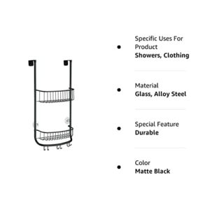 iDesign Over-the-Door Hanging Shower Caddy Organizer, The Forma Collection – 12” x 6.5” x 24”, Matte Black