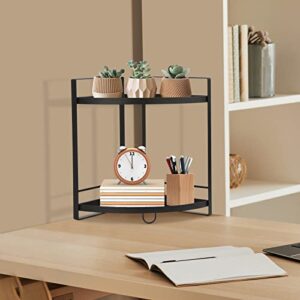 mahueeol 2 Tier Corner Bathroom Countertop Organizer Tray,Corner Shower Shelf Bathroom Tray,Detachable Kitchen Spice Rack,Desktop Makeup Organizer -Matte Black