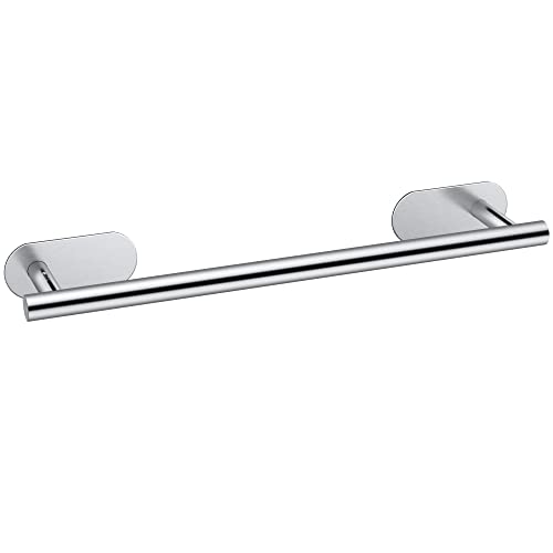 JiGiU Self Adhesive Towel Bar for Bathroom, 17inch/43cm Kitchen Stick on Towel Holder SUS304 Brushed Stainless Steel, Easy to Install No Drilling Bathroom Accessories Towel Rod