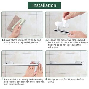 JiGiU Self Adhesive Towel Bar for Bathroom, 17inch/43cm Kitchen Stick on Towel Holder SUS304 Brushed Stainless Steel, Easy to Install No Drilling Bathroom Accessories Towel Rod