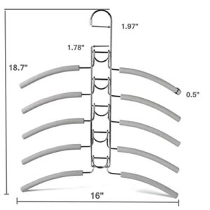 Amber Home 2 Pack Multi Layer 5 in 1 Metal Coat Sweater Shirt Hangers, Closet Storage Organizer Detachable Space Saving Anti Slip Heavy Duty Clothes Hangers Fixed Hook for Tops