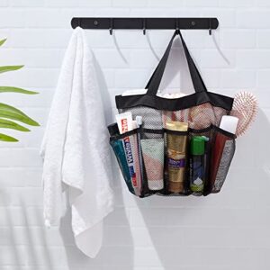 Lifewit Mesh Shower Caddy Portable Shower Tote Bag for College Dorm, Bathroom, Gym, Travel, Quick Dry Hanging Shower Organizer with 7 Storage Pockets for Bathroom Toiletry Essentials, Black