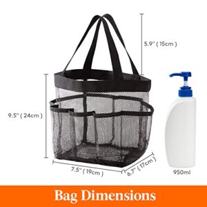 Lifewit Mesh Shower Caddy Portable Shower Tote Bag for College Dorm, Bathroom, Gym, Travel, Quick Dry Hanging Shower Organizer with 7 Storage Pockets for Bathroom Toiletry Essentials, Black