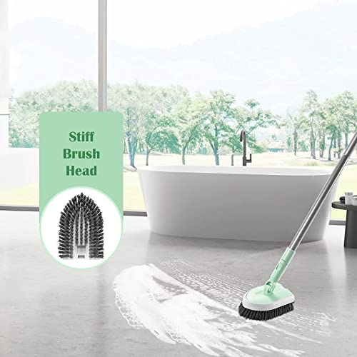 DALIPER Shower Scrubber with Long Handle for Cleaning, 2 in 1 Tub and Tile Scrubber, Interchangeable Scrub Brush Attachment for Cleaning Bathroom Bathtub Floor Wall