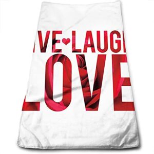 fubido live laugh love hand bath towels for bathroom,rose petals,quality towels for bathroom, quick dry soft and absorbent towel,red white 15x27 inch