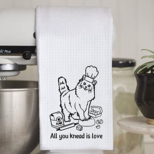 All You Knead is Love Cat Kneading Kitten Pun Kitchen Towels Cute Housewarming Gift Novelty Dish Towel (All You Knead Towel)