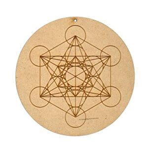 Amazing Gemstone 6" Metatron Cube Sacred Geometry Wall Art Cum Crystal Grid Mandala Wood Wall Art For Meditation And Home Decor