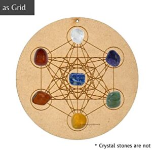 Amazing Gemstone 6" Metatron Cube Sacred Geometry Wall Art Cum Crystal Grid Mandala Wood Wall Art For Meditation And Home Decor