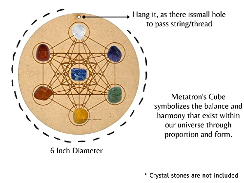 Amazing Gemstone 6" Metatron Cube Sacred Geometry Wall Art Cum Crystal Grid Mandala Wood Wall Art For Meditation And Home Decor