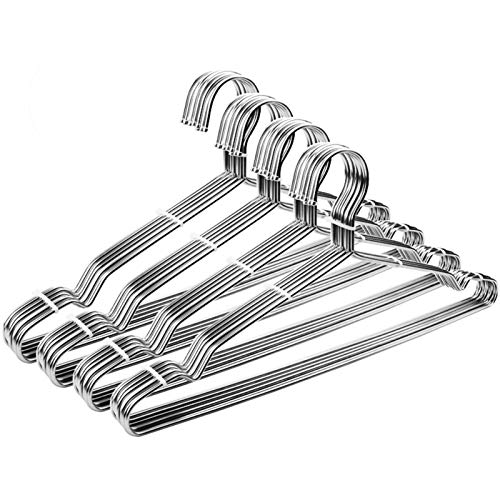 Seropy 40 Pack Metal Clothes Hangers and Clothes Drying Rack with 10 Clips(6 Pack) Stainless Steel Coat Hangers with Anti-Slip Notch