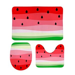 zhimi bathroom rugs set non slip 3 piece ﻿fresh watermelon microfiber bath combo mat and toilet lid cover