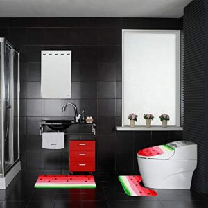 ZHIMI Bathroom Rugs Set Non Slip 3 Piece ﻿Fresh Watermelon Microfiber Bath Combo Mat and Toilet Lid Cover