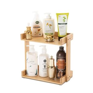 batkiho bathroom countertop organizer, 2-tier bamboo vanity skincare perfume organizer, bathroom perfume trays for makeup organization and decor