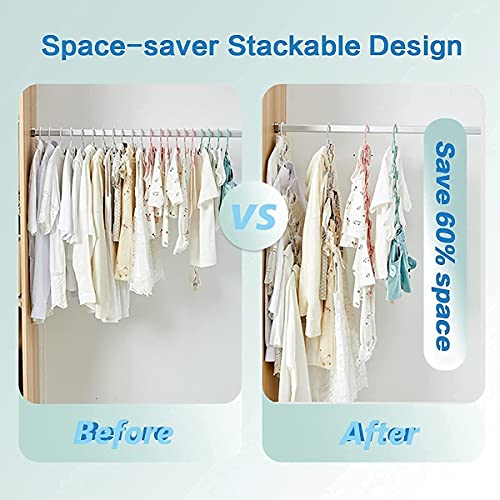 40pcs Baby Gift HGYZE Nursery Closet Hangers, Ultra-Thin Non-Slip and Extendable Laundry Infant Pant Hanger for Newborn Clothes - Adjustable Children Coat Hanger for Girl Boy Toddler Kid（Blue & Pink）