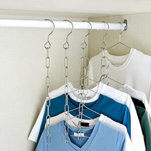 FANWU 10 Pack Magic Space Saving Hangers for Clothes, Metal Closet Hangers Organizer Chains for Closet Wardrobe Closet Organization Closet System, Essentials Hangers Chain for College Dorm Room