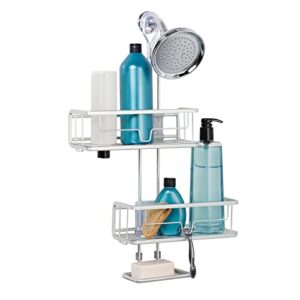 zenna home neverrust aluminum adjustable hanging shower caddy, satin chrome