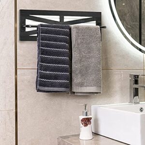 2PCS Rustic Towel Rack for Bathroom Wall Mounted, Wall Mounted Wood Wall Hanging Bathroom Towel Holder and Organizer for Small Bathroom Kitchen Storage Organizer Rack, Bathroom Towels, Robes (Black)