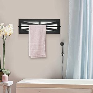 2PCS Rustic Towel Rack for Bathroom Wall Mounted, Wall Mounted Wood Wall Hanging Bathroom Towel Holder and Organizer for Small Bathroom Kitchen Storage Organizer Rack, Bathroom Towels, Robes (Black)