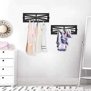 2PCS Rustic Towel Rack for Bathroom Wall Mounted, Wall Mounted Wood Wall Hanging Bathroom Towel Holder and Organizer for Small Bathroom Kitchen Storage Organizer Rack, Bathroom Towels, Robes (Black)