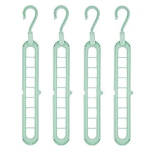 jqdz space saving hangers 9-hole magic hanger closet organizer hanger home storage hangers(4 pack) (green)