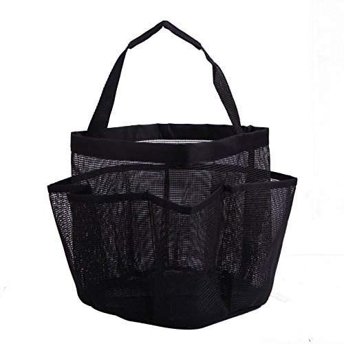 HDE Shower Caddy Mesh Bag College Dorm Bathroom Carry Tote Hanging Organizer (Black)