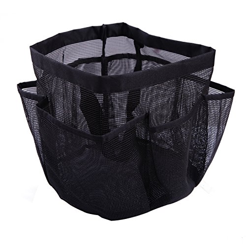 HDE Shower Caddy Mesh Bag College Dorm Bathroom Carry Tote Hanging Organizer (Black)