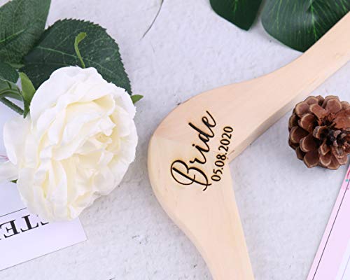 Personalized Wedding Dress Hanger Engraved Wood Custom Bridal Party Bridesmaid Gift Anniversary Wife Gift