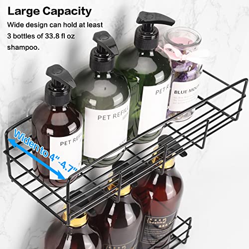 Goabroa No Drilling Shower Caddy Basket Shelf, 3 Pack Self Adhesive Shower Shelves with Soap Holder and Hooks, Multifunctional Wall Storage Organizer for Bathroom