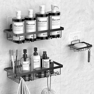 hooschrt shower caddy organizer 3 pack with hooks,rustproof shower shelves and restroom organizer for bathroom and kitchen restroom accessories for ultimate organization,space - saving solution