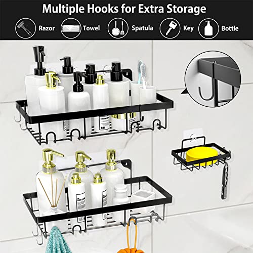 HOOSCHRT Shower Caddy Organizer 3 Pack with Hooks,Rustproof Shower Shelves and Restroom Organizer for Bathroom and Kitchen Restroom Accessories for Ultimate Organization,Space - Saving Solution