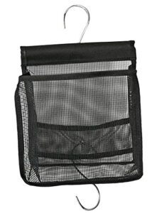 home-x hanging organizer with 1 pocket, mesh shower caddy, bath organizer, storage for dorm rooms, swimming, travel – black - 9” x 8”