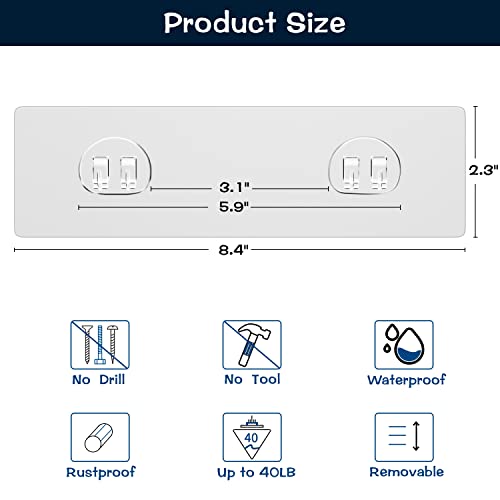 AKTECKE Shower Caddy Adhesive Replacement, No Drilling Transparent Adhesive Wall Hooks for Corner Shower Organizer, Waterproof Adhesive Strips for Bathroom Storage Shelf