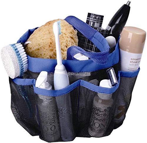 IPENNY Mesh Shower Caddy, Quick Dry Shower Tote Bag Oxford Hanging Toiletry and Bath Organizer with 8 Storage Compartments for Shampoo, Conditioner, Soap and Other Bathroom Accessories