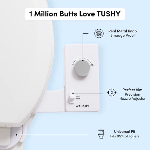 TUSHY Classic 3.0 Bidet Toilet Seat Attachment - A Non-Electric Self Cleaning Water Sprayer with Adjustable Water Pressure Nozzle, Angle Control & Easy Home Installation (Platinum)