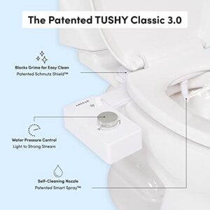 TUSHY Classic 3.0 Bidet Toilet Seat Attachment - A Non-Electric Self Cleaning Water Sprayer with Adjustable Water Pressure Nozzle, Angle Control & Easy Home Installation (Platinum)