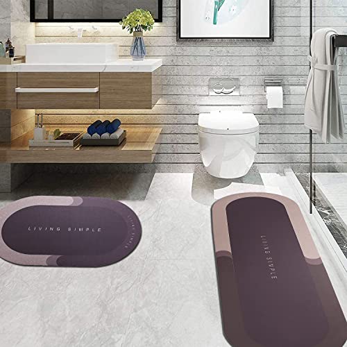 Zeeinx Bathroom Rugs Sets 2 Pieces, Super Absorbent Floor Mat Quick Drying Bathroom Mat, Thin Bathroom Rugs Washable Bathroom Mats for Bathroom,Tub(19.7"x31.5"+17.7"x59", Grey)