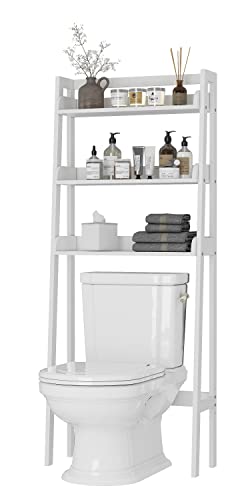 UTEX 3-Shelf Bathroom Organizer Over The Toilet, 3-Tier Bathroom Shelf Over The Toilet, Bathroom Spacesaver (White)