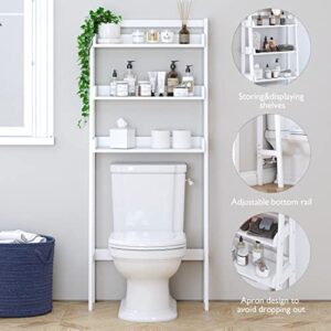 UTEX 3-Shelf Bathroom Organizer Over The Toilet, 3-Tier Bathroom Shelf Over The Toilet, Bathroom Spacesaver (White)