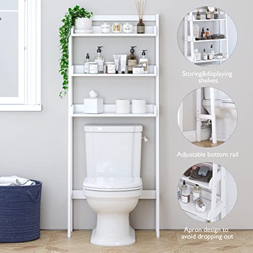 UTEX 3-Shelf Bathroom Organizer Over The Toilet, 3-Tier Bathroom Shelf Over The Toilet, Bathroom Spacesaver (White)