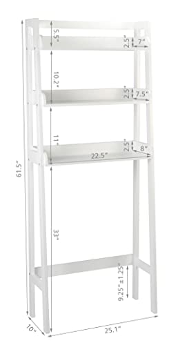 UTEX 3-Shelf Bathroom Organizer Over The Toilet, 3-Tier Bathroom Shelf Over The Toilet, Bathroom Spacesaver (White)